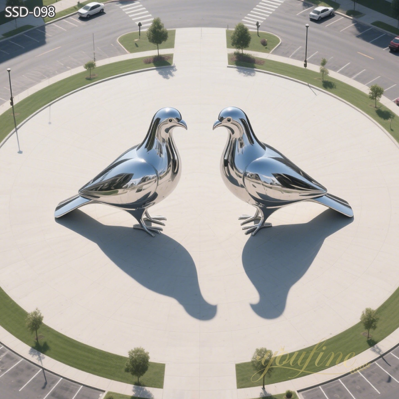 Stainless Steel Giant Pigeon Sculptures for Urban Public Art