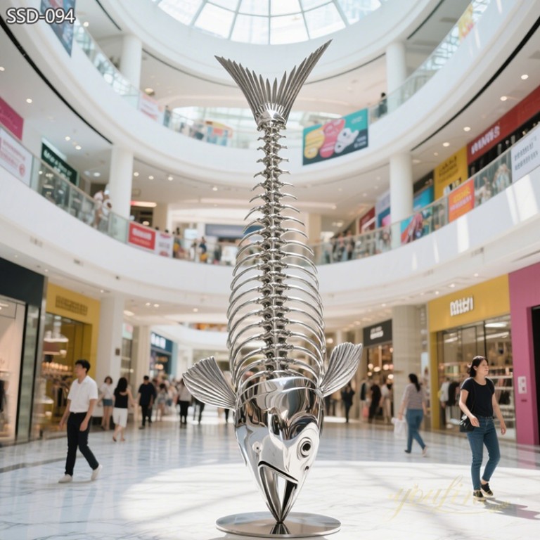 Stainless Steel Fishbone Sculpture for Coastal Spaces SSD-094