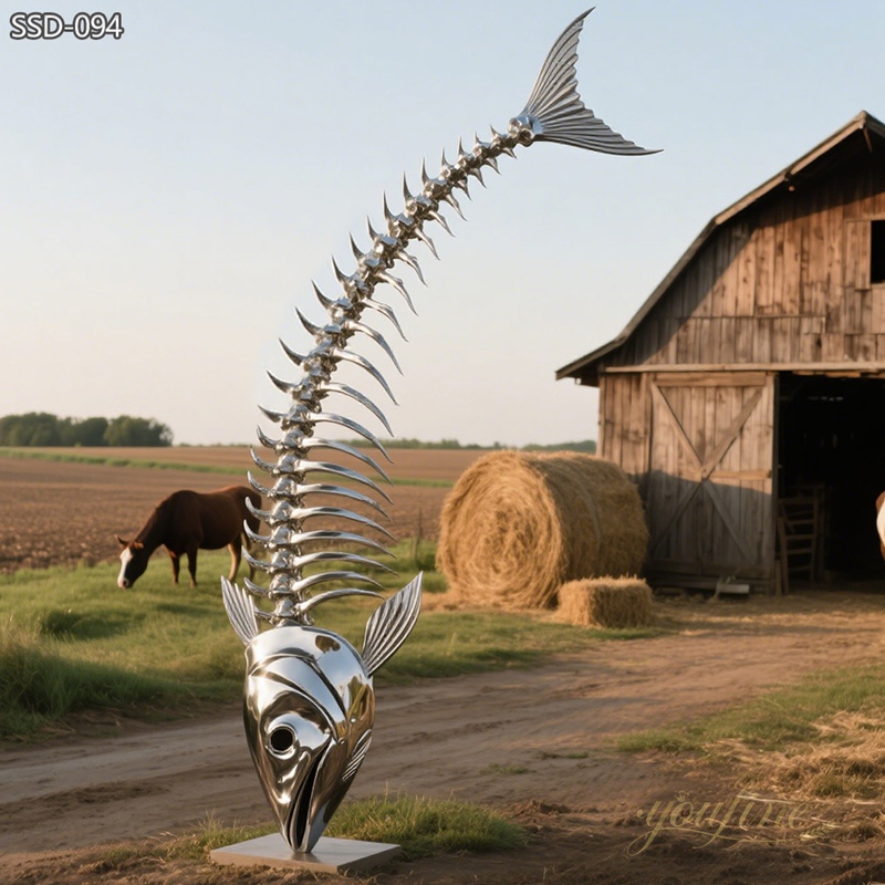 Stainless Steel Fishbone Sculpture for Coastal Spaces SSD-094