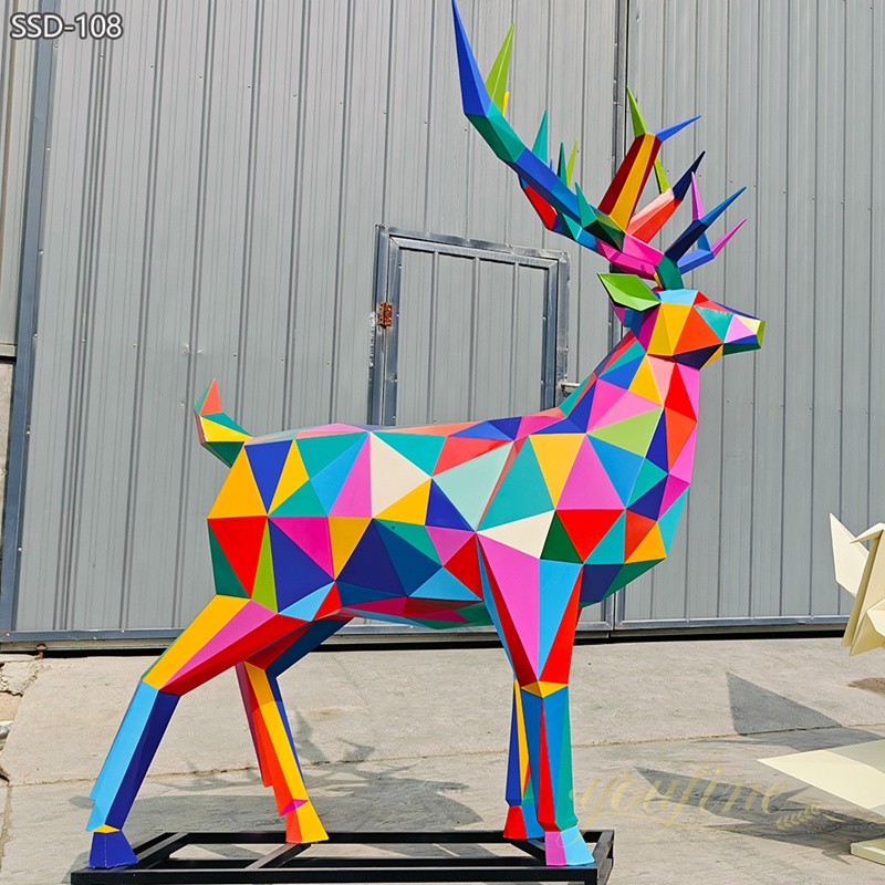 Colorful Geometric Outdoor Art Garden Deer Sculpture SSD-108