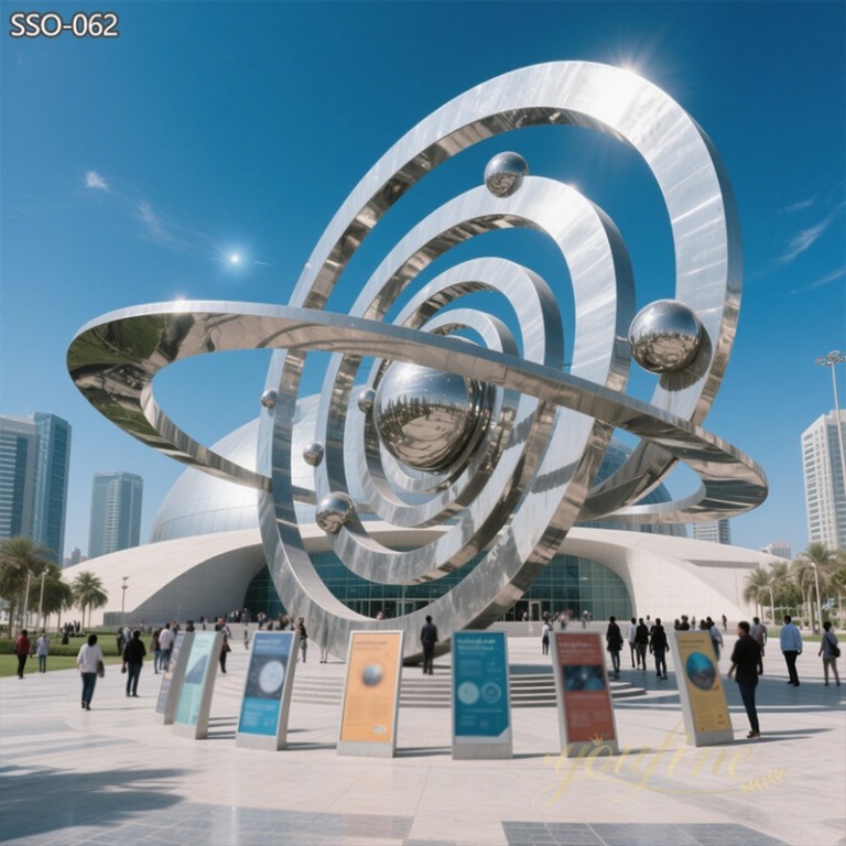 Large Futuristic Solar System Stainless Steel Planet Sculpture SSO-062