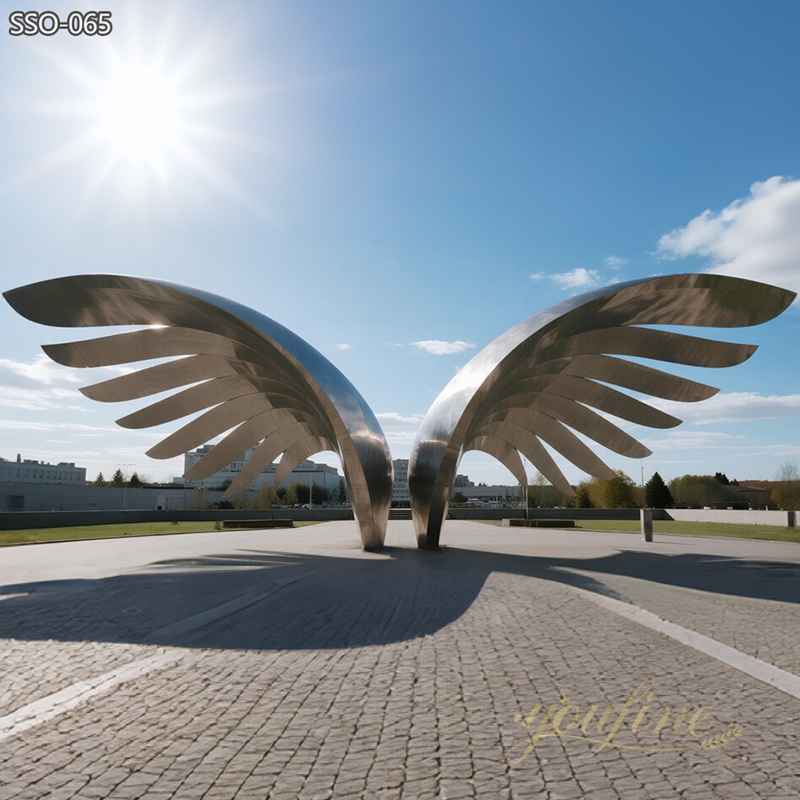 Mirror Polished Large Stainless Steel Wings Sculpture for Public SSO-065