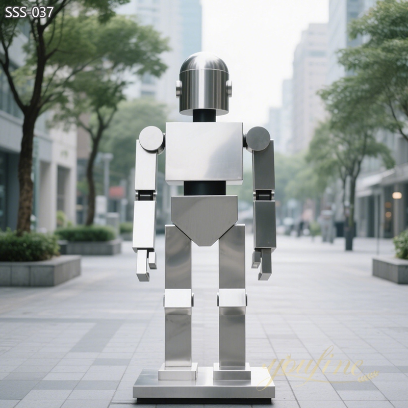 Modern Sci-Fi Outdoor Large Stainless Steel Robot Sculpture