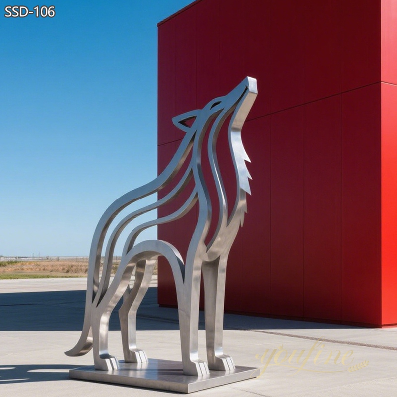 Stainless Steel Outdoor Howling Wolf Statue SSD-106