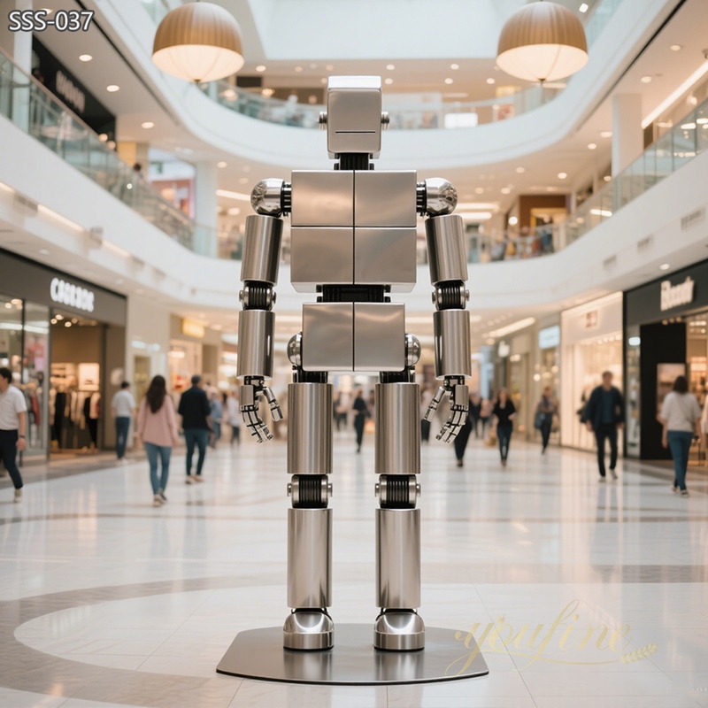 Modern Sci-Fi Outdoor Large Stainless Steel Robot Sculpture