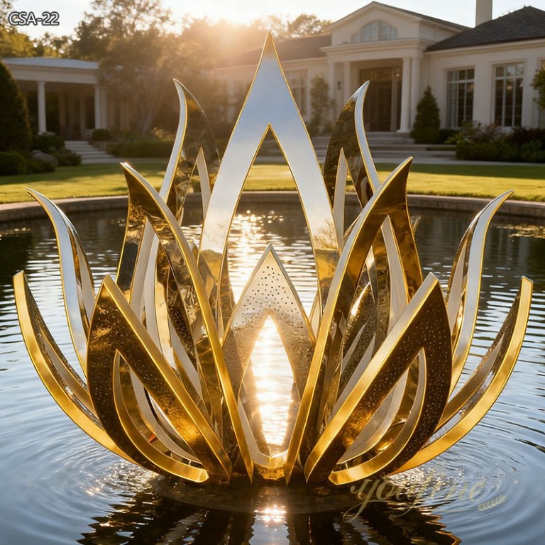 Stainless Steel Lotus Flower Sculpture Fountain