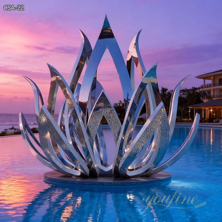 Stainless Steel Lotus Flower Sculpture Fountain
