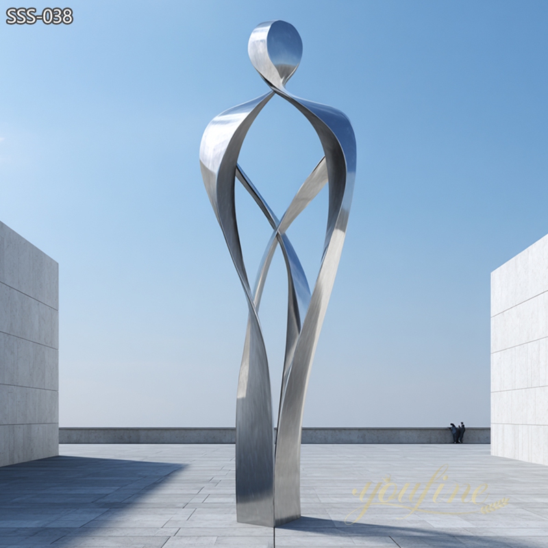 Modern Outdoor Stainless Steel Abstract Figure Sculpture SSS-038