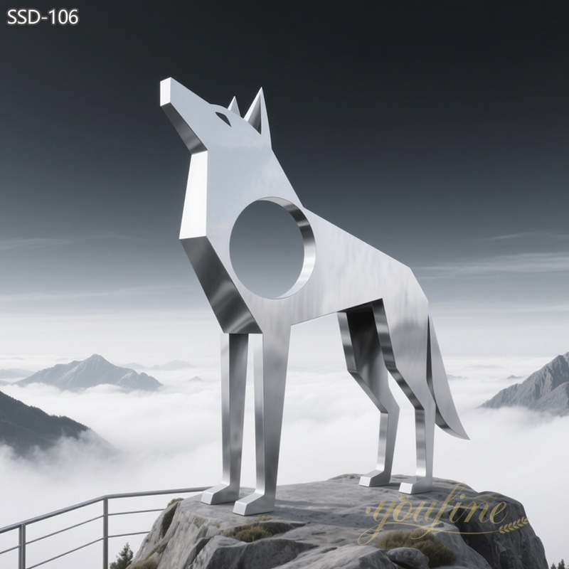 Stainless Steel Outdoor Howling Wolf Statue SSD-106