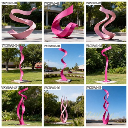 Custom Modern Abstract Stainless Steel Pink Sculpture SSA-096