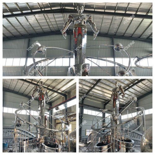 Stainless Steel Abstract Human Sculpture with Planet