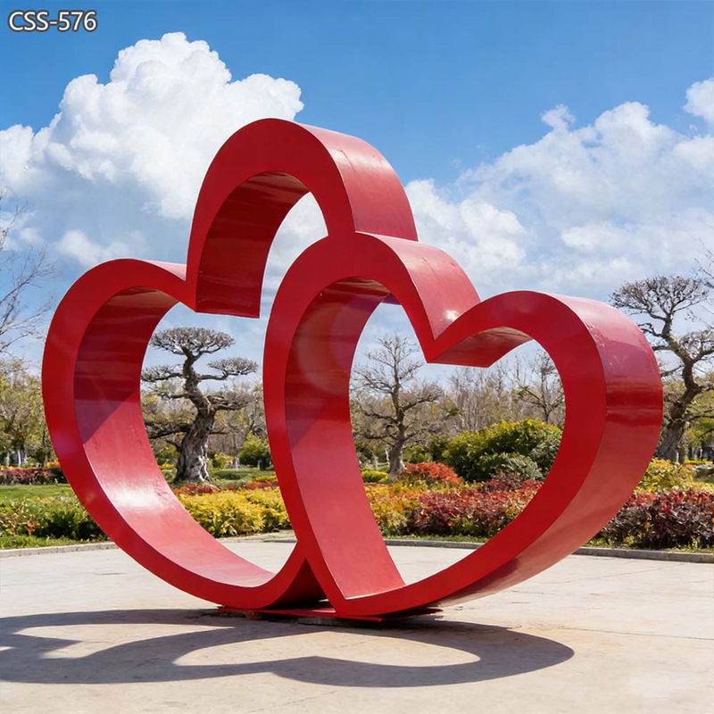 Red Stainless Steel Heart Sculpture CSS-576