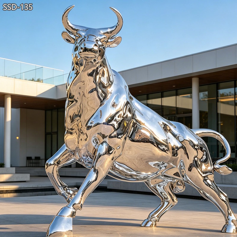 Mirror-polished Bull Sculpture